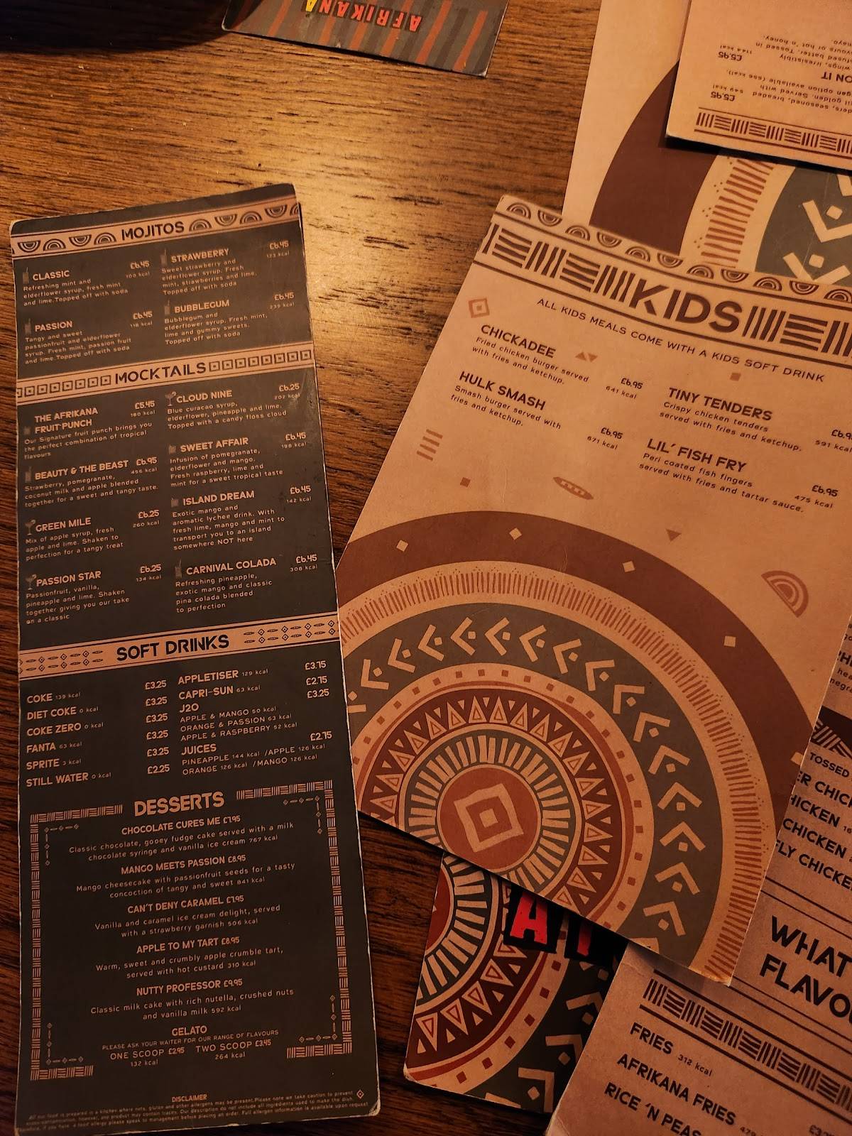 Menu at Afrikana Birmingham restaurant, Birmingham