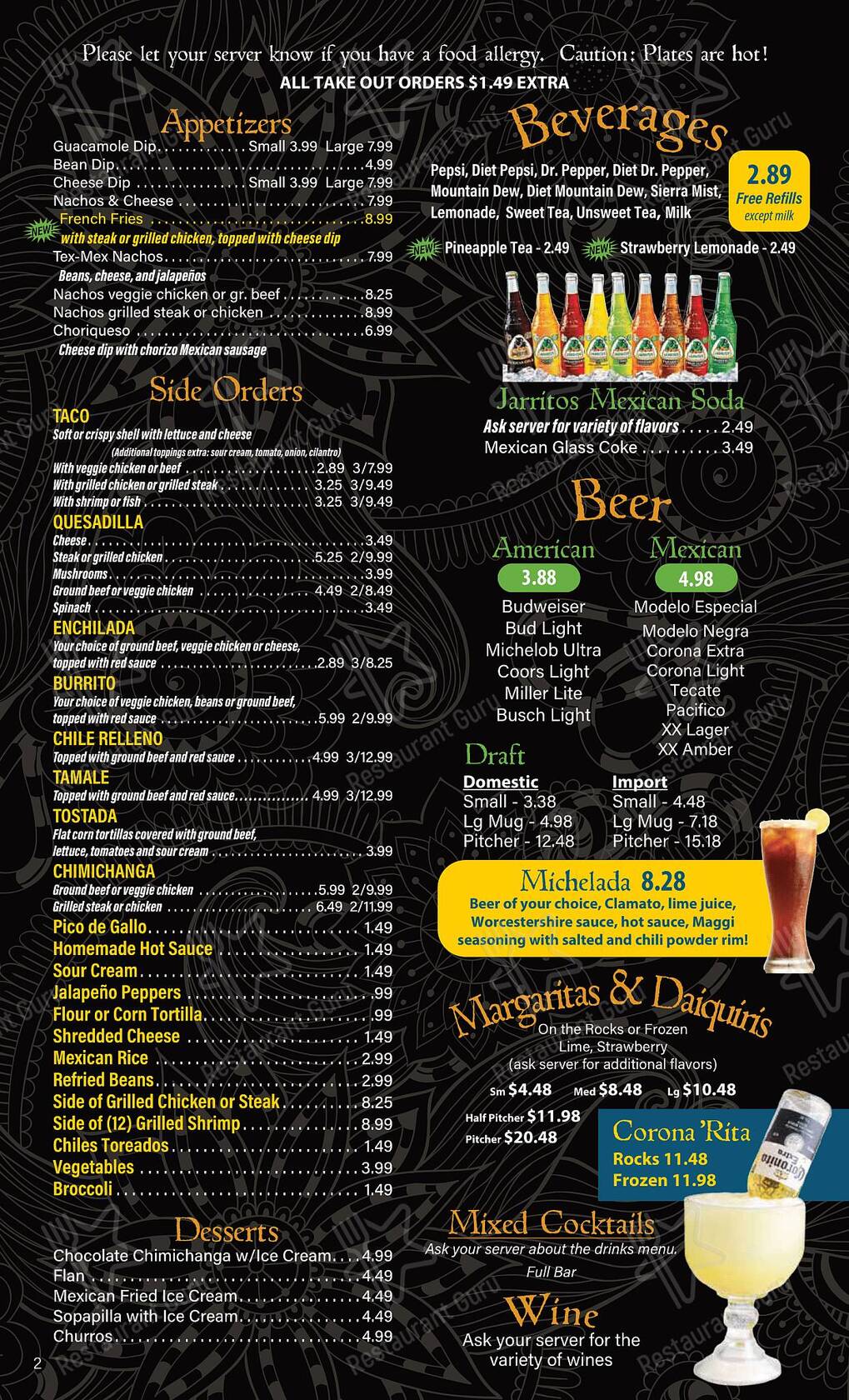 Menu at Agaves Mexican Grill restaurant, Henderson