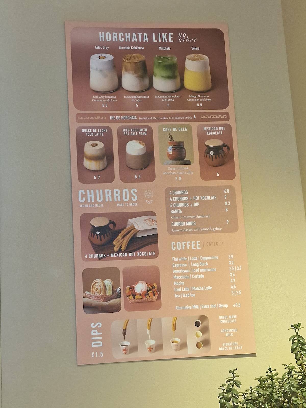 Menu at Aguamiel Churros Mexicanos desserts, London