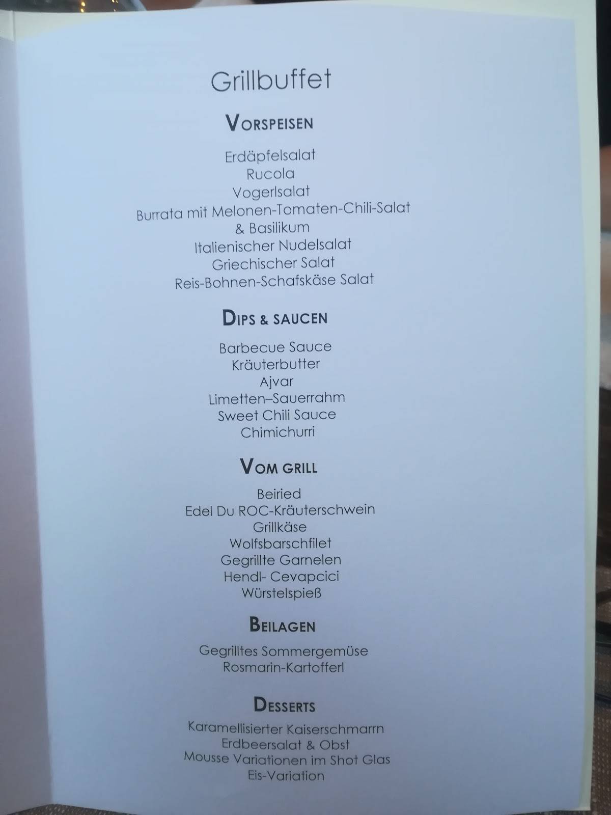 Speisekarte von Aiola im Schloss restaurant, Graz