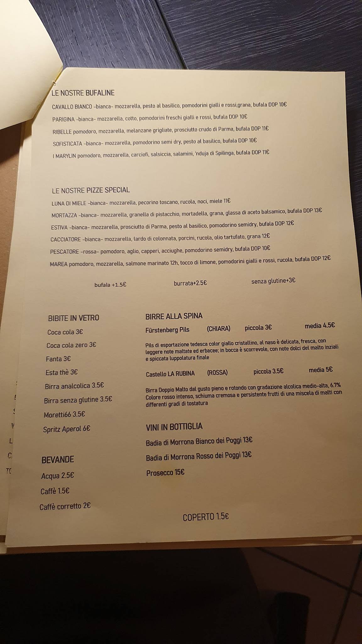 Speisekarte von Al Circolo Pizzeria, Mezzana-colignola