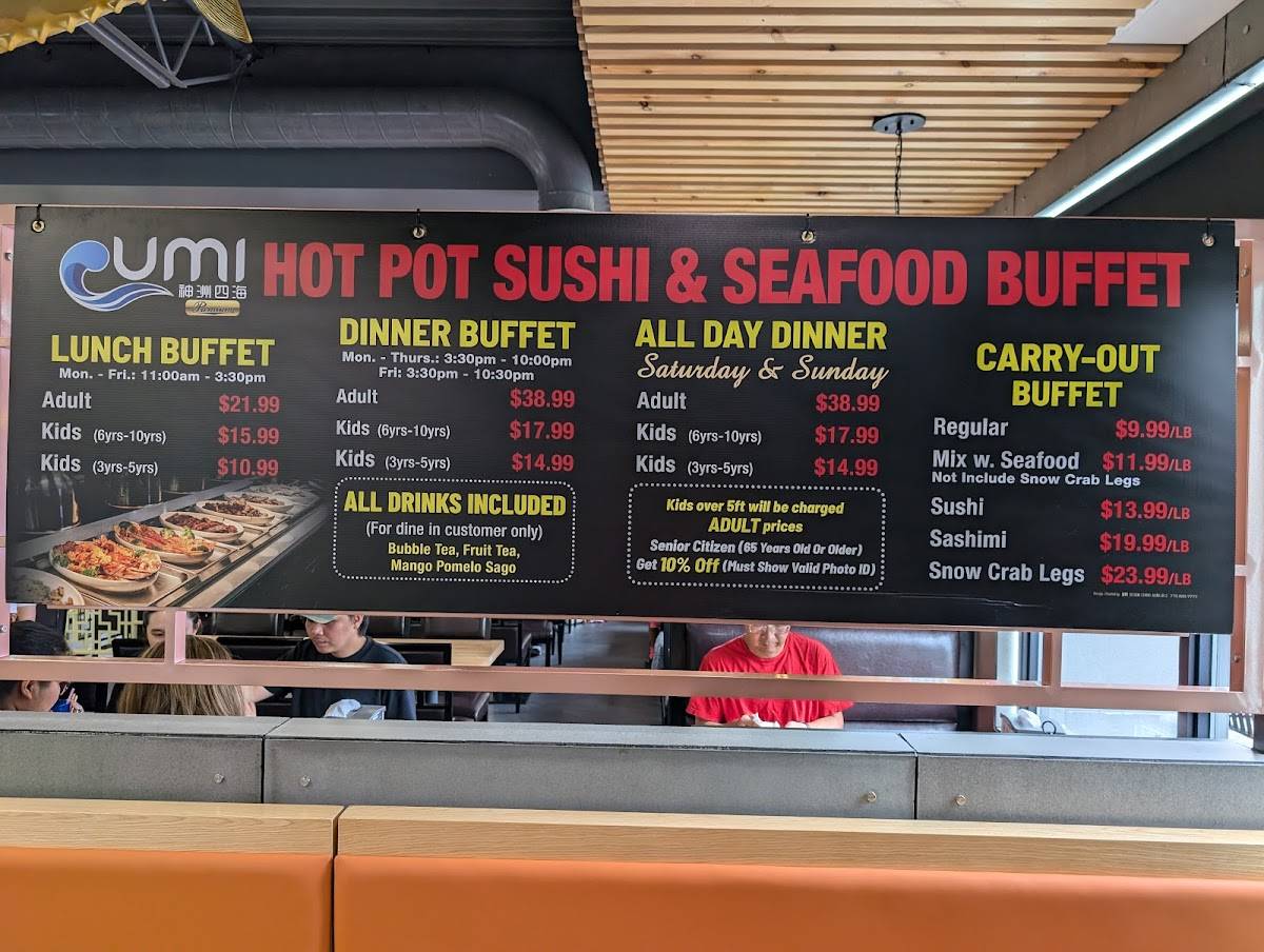 Menu at Umi Hotpot Sushi & Seafood Buffet restaurant, Albany