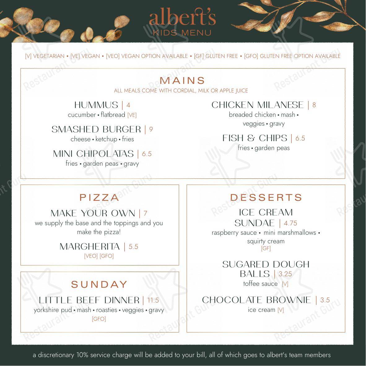 Menu at Albert's Shed Restaurant Manchester, Manchester