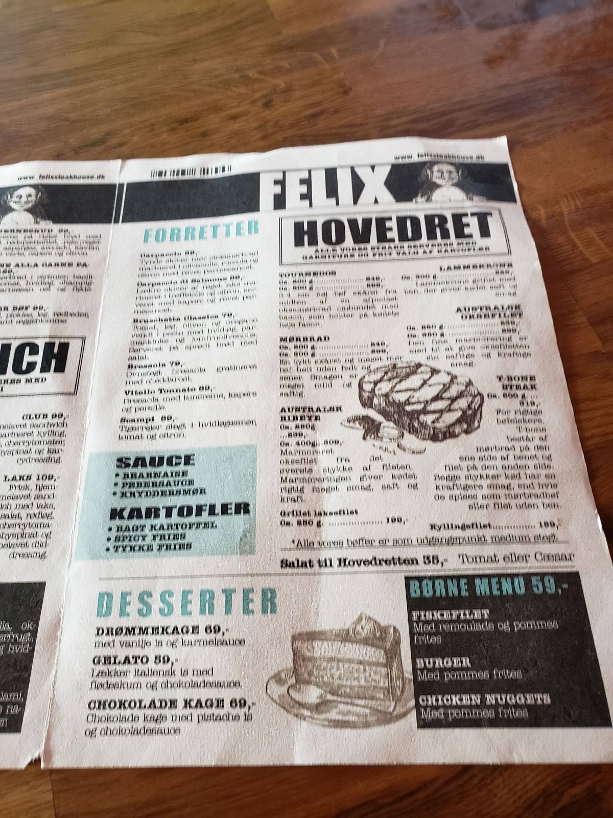 Menu at Felix Café & Steakhouse, Albertslund