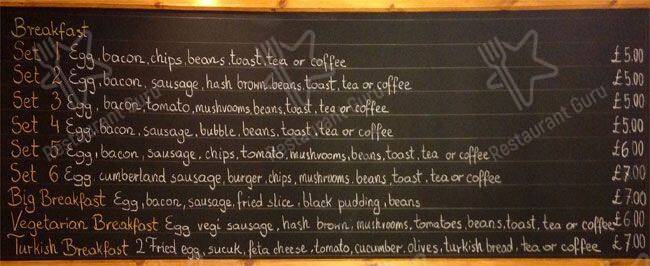 Menu at Albion Kitchen cafe, London