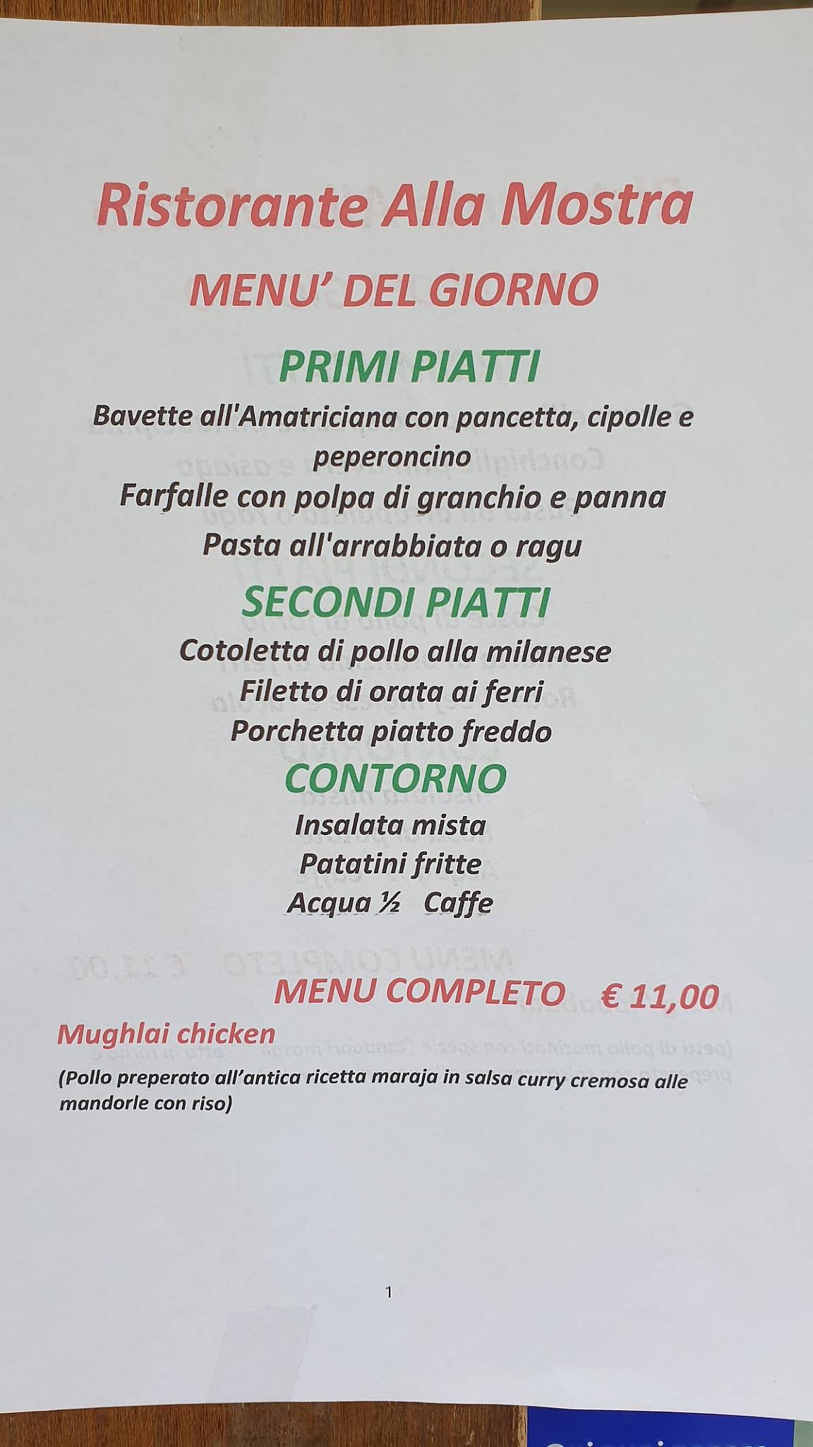 Menu da Pizzeria Ristorante alla Mostra, Trento