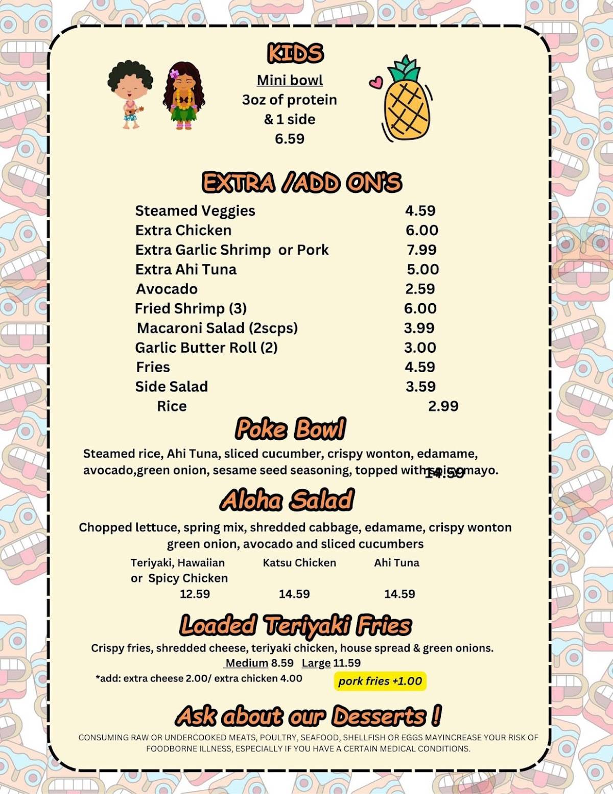Menu at Aloha Grill Hawaiian BBQ, Elk City