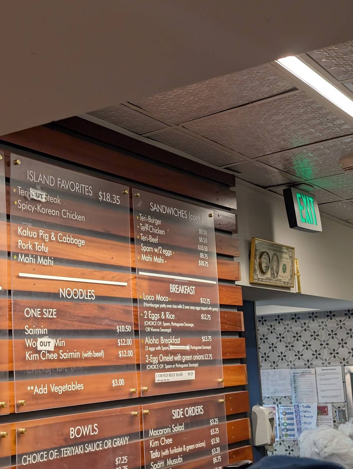 Menu at Aloha Specialties restaurant, Las Vegas
