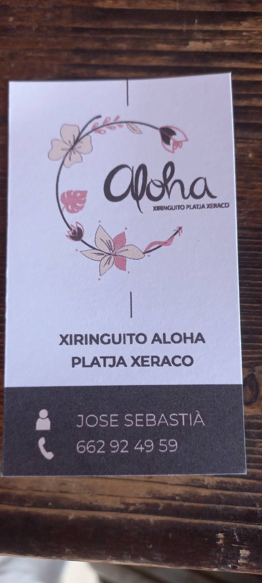 Carta del pub y bar Aloha Xiringuito, Jaraco, Carrer la Vall d'Albaida