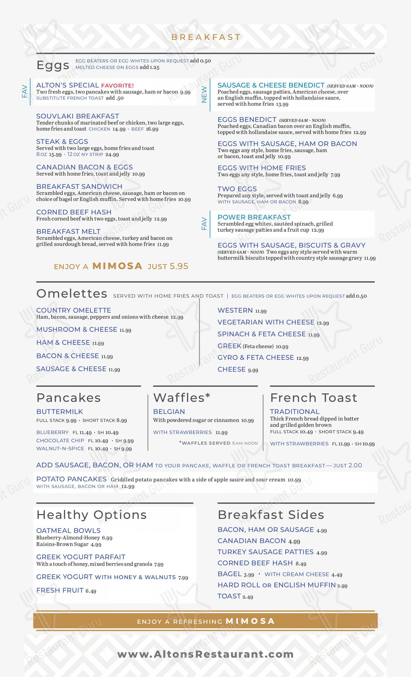 Menu at Alton's Restaurant - Transit Rd, Elma, Transit Rd
