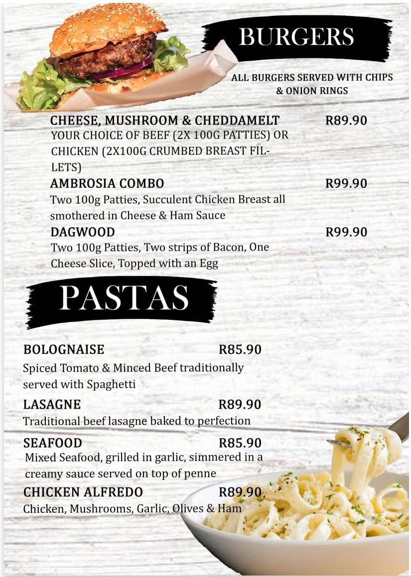 Menu at Ambrosia Restaurant, Uitenhage