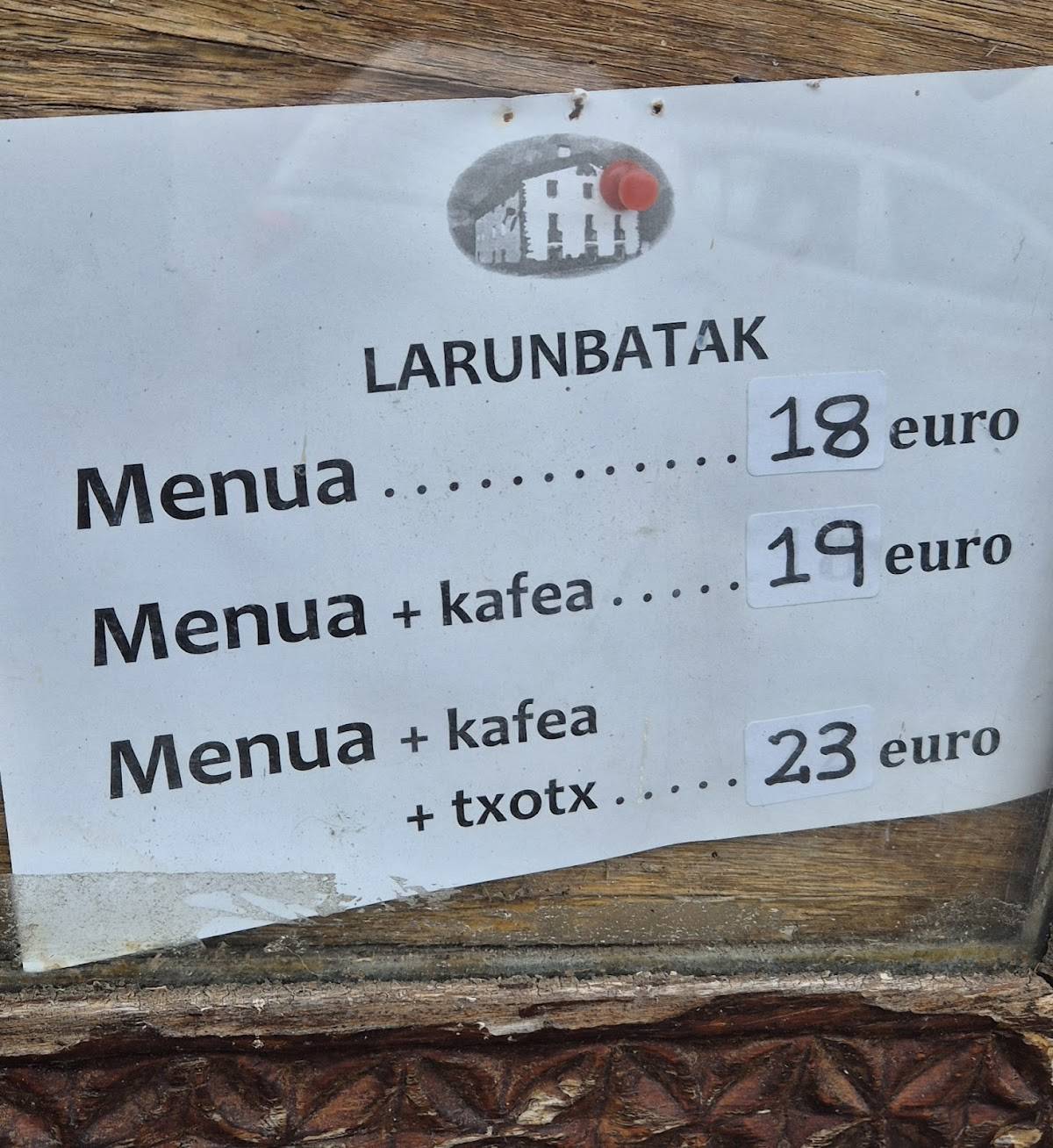 Carta del pub y bar Amebi Jatetxea, Zubierreka