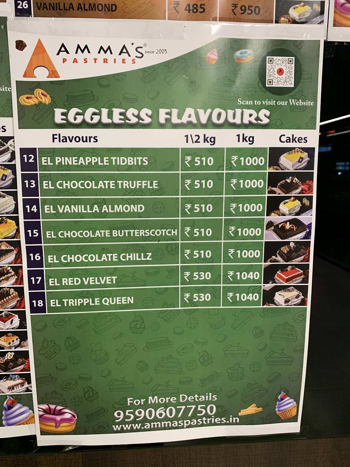 Menu at Amma's Pastries Aluva, Aluva