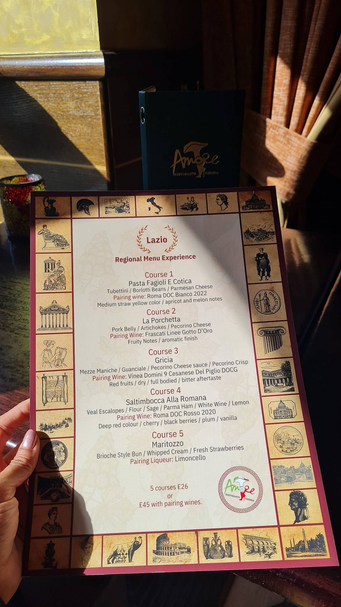 Menu at Amore Ristorante e Pizzeria, Glasgow, 30 Ingram St