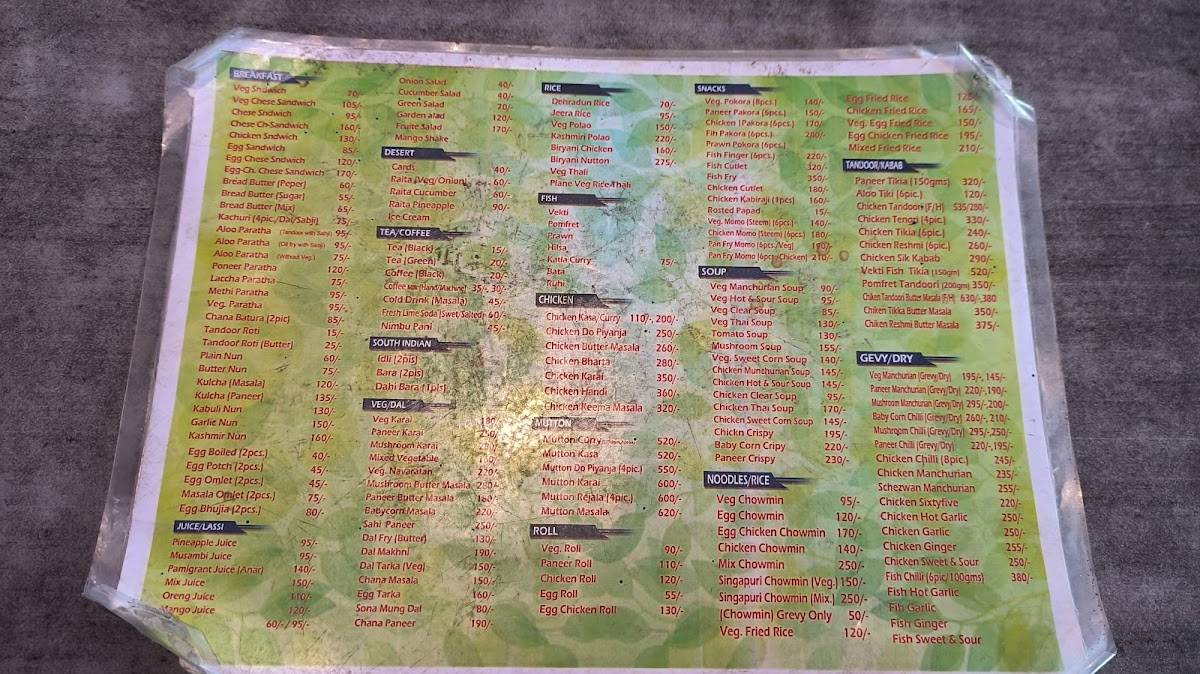 Menu at Anand RestauranT, Kolaghat