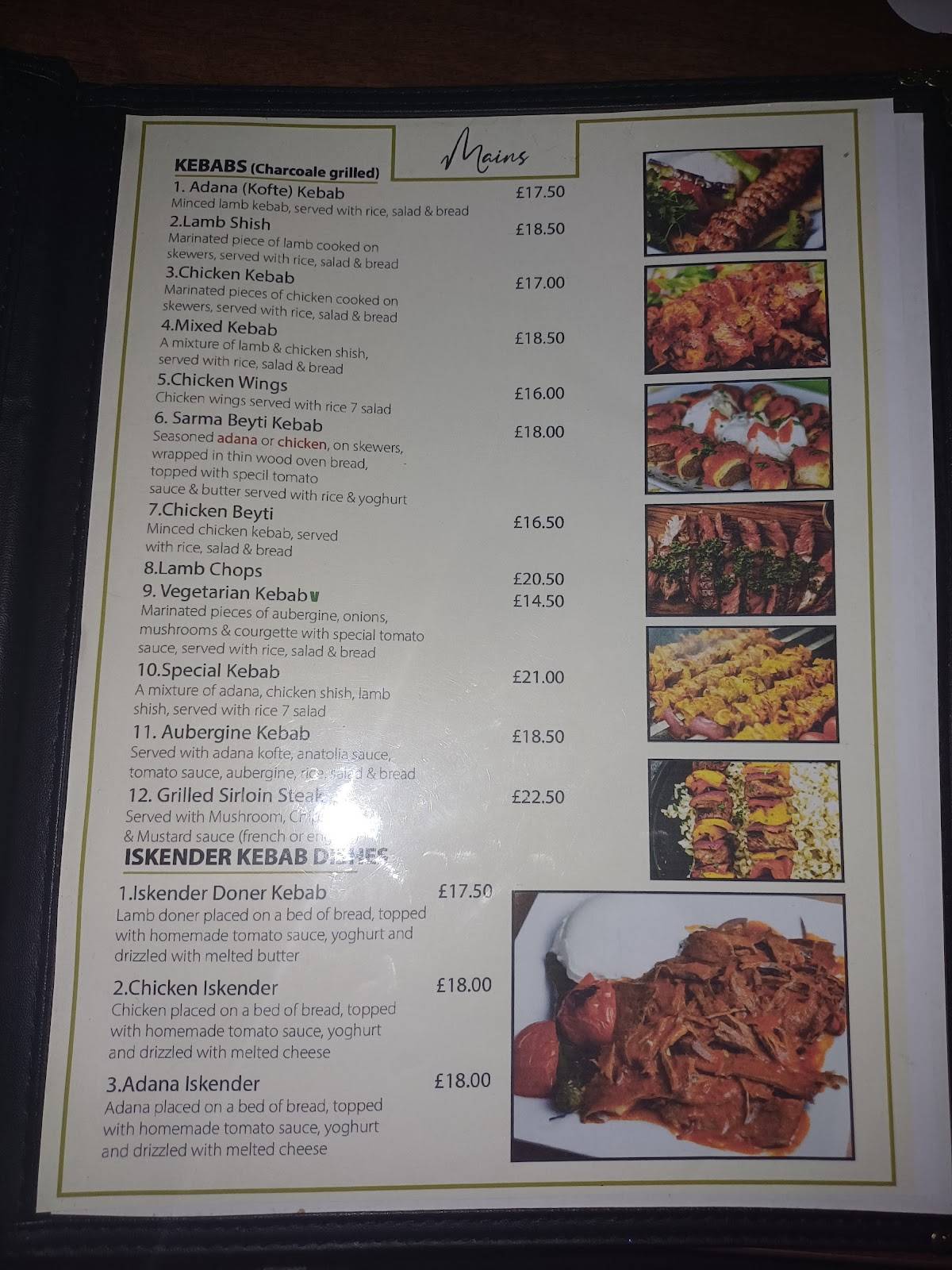 Menu at Anatolia Turkish Mez Bar & Restaurant, Carlisle