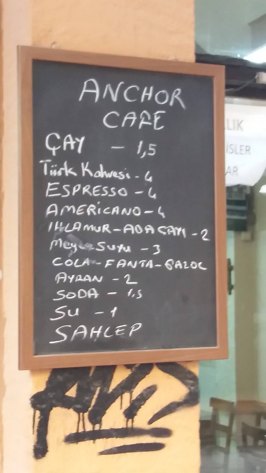 Menu at Anchor Cafe, Istanbul