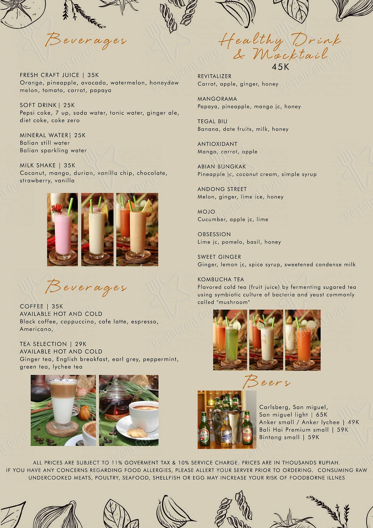 Menu at Andong Teras Restaurant, Ubud