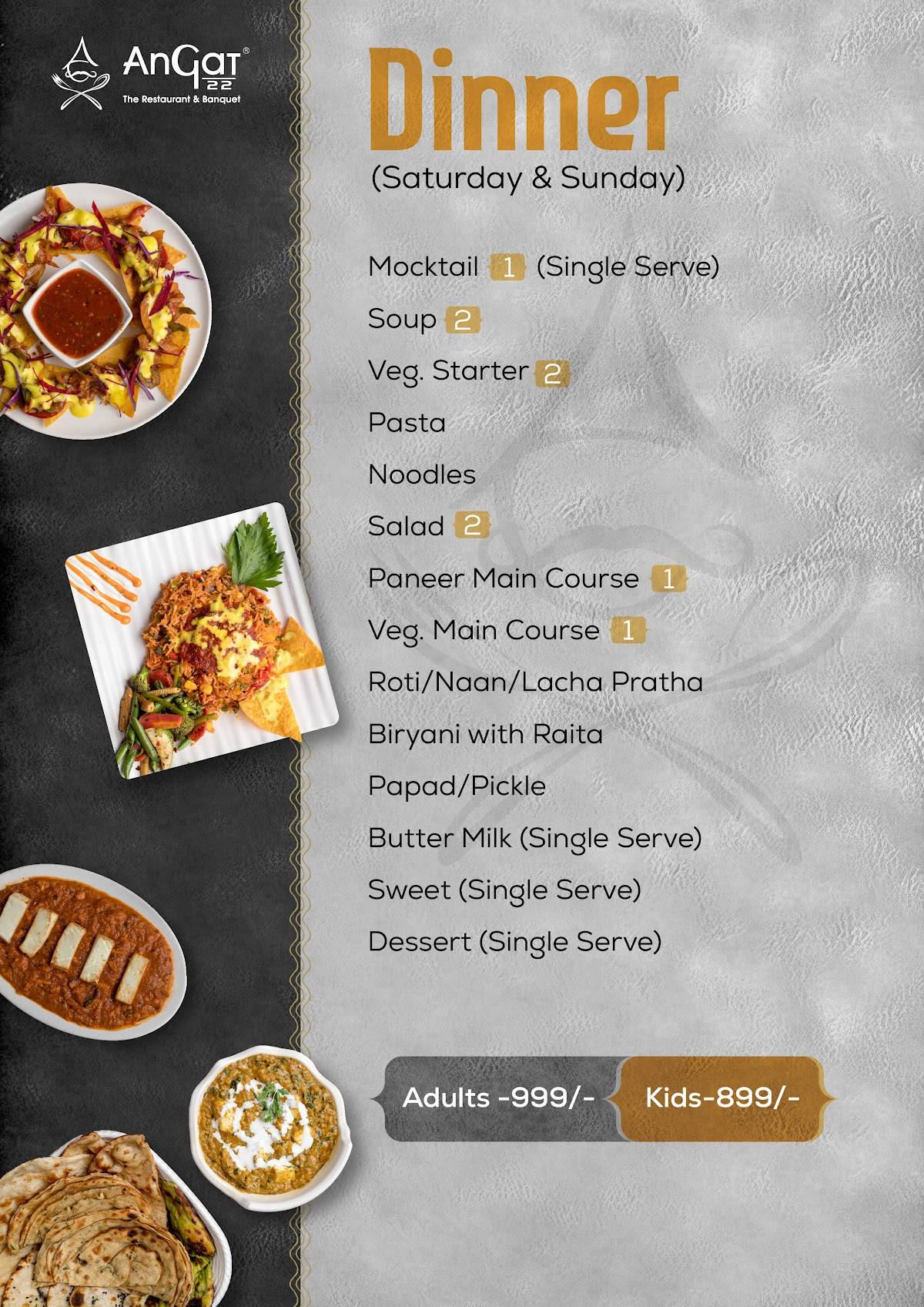Menu at Angat 22 The Restaurant & Banquet, Ahmedabad, 1st Floor