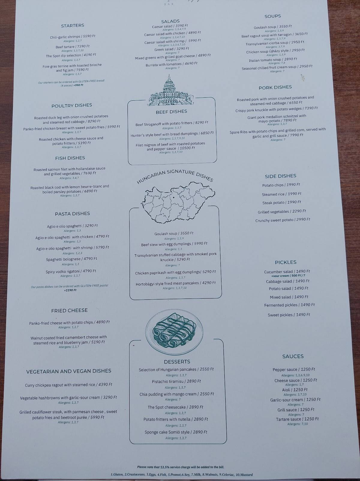 Menu at Angelika Étterem és Kávéház restaurant, Budapest