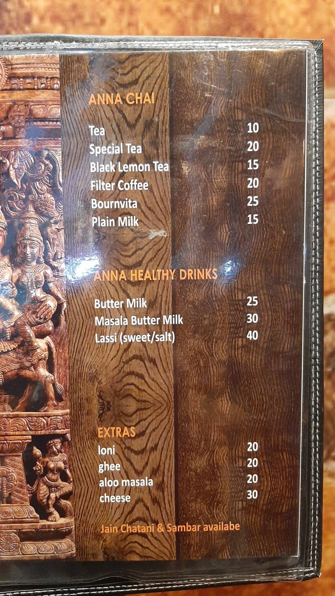Menu at Anna Idli Gruha, Vijayapura, SH 34