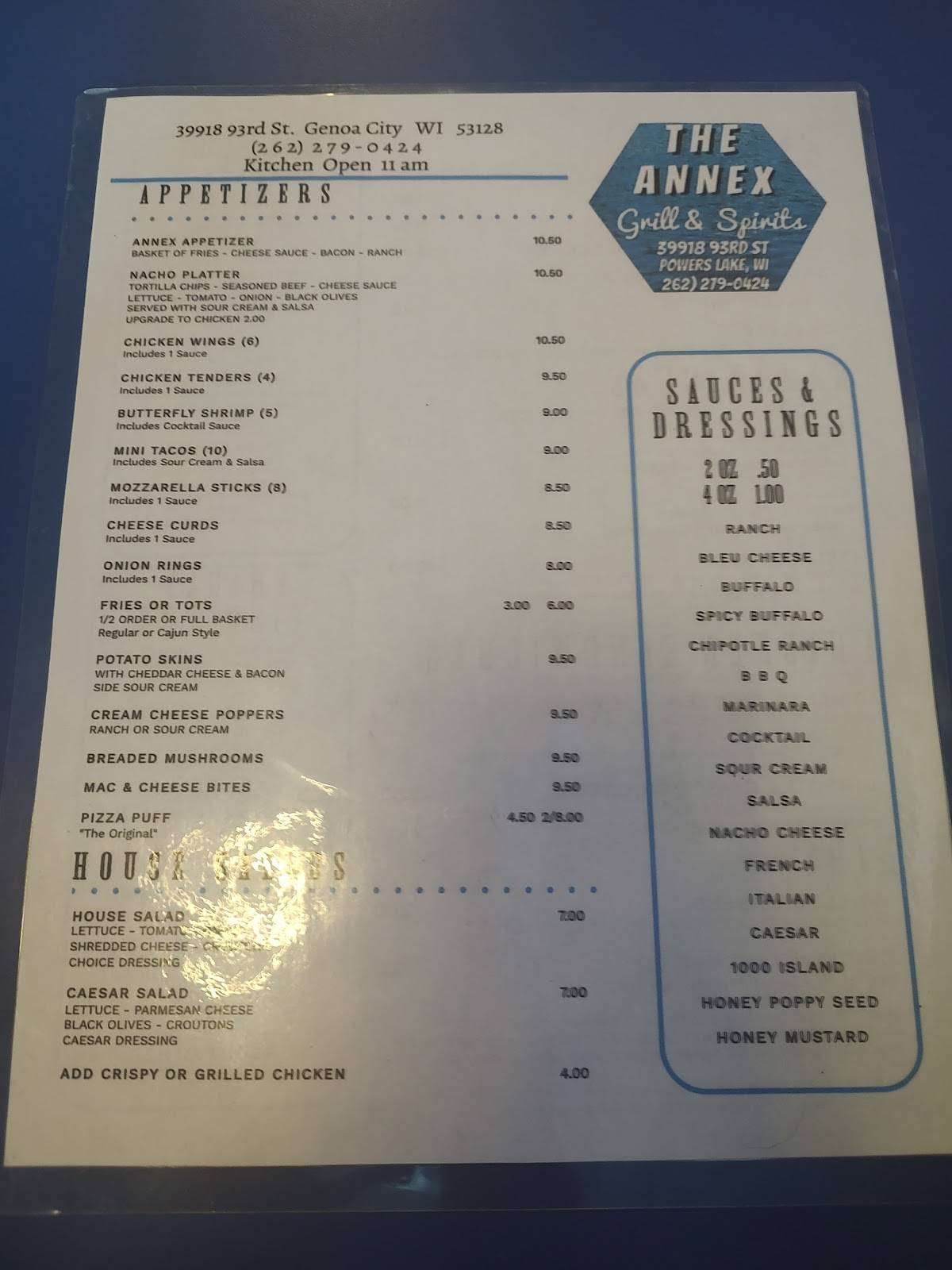 Menu at Annex pub & bar, Genoa City