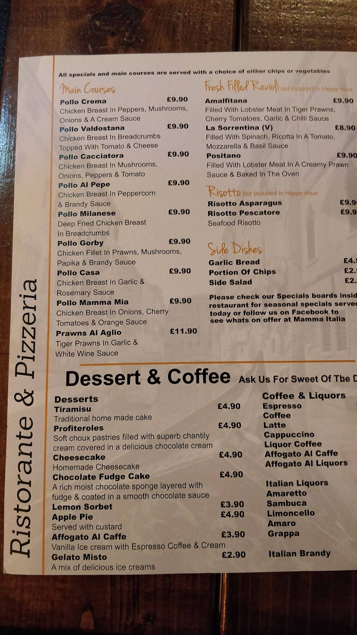 Menu at Aperitif restaurant, Sunderland