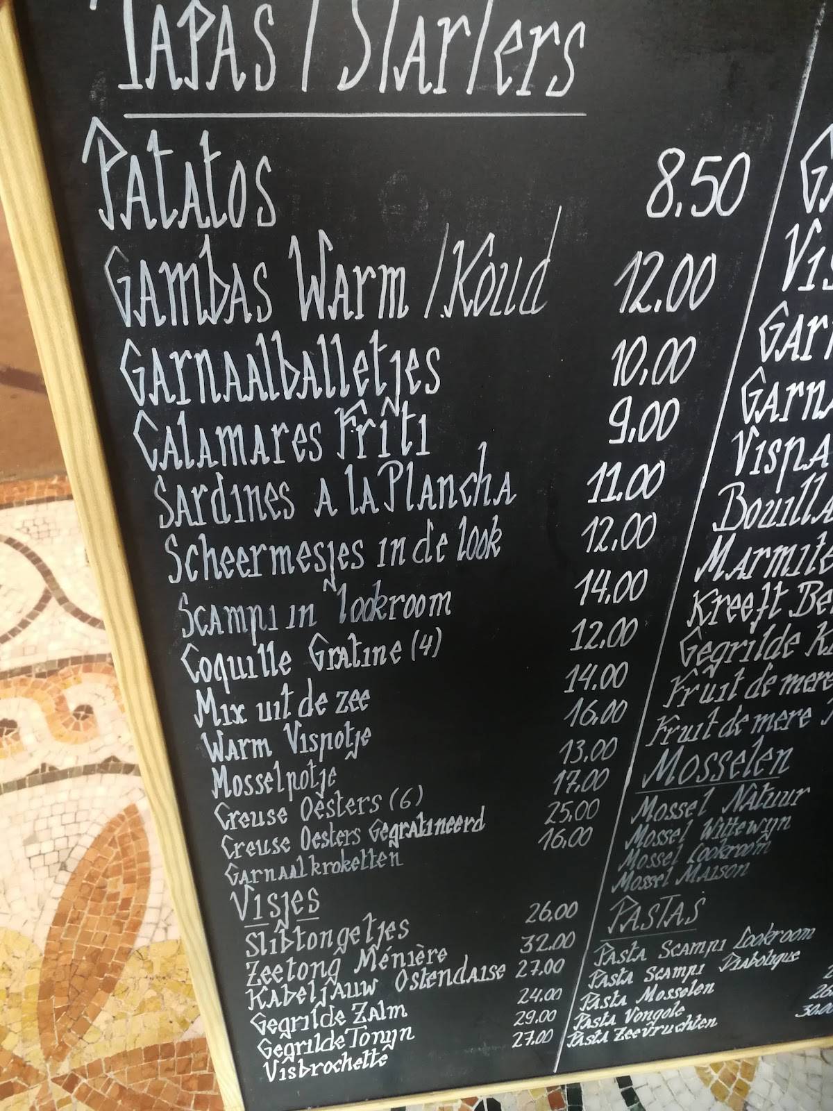 Speisekarte von Apero Fish Palace, Ostende, Nieuwstraat 5
