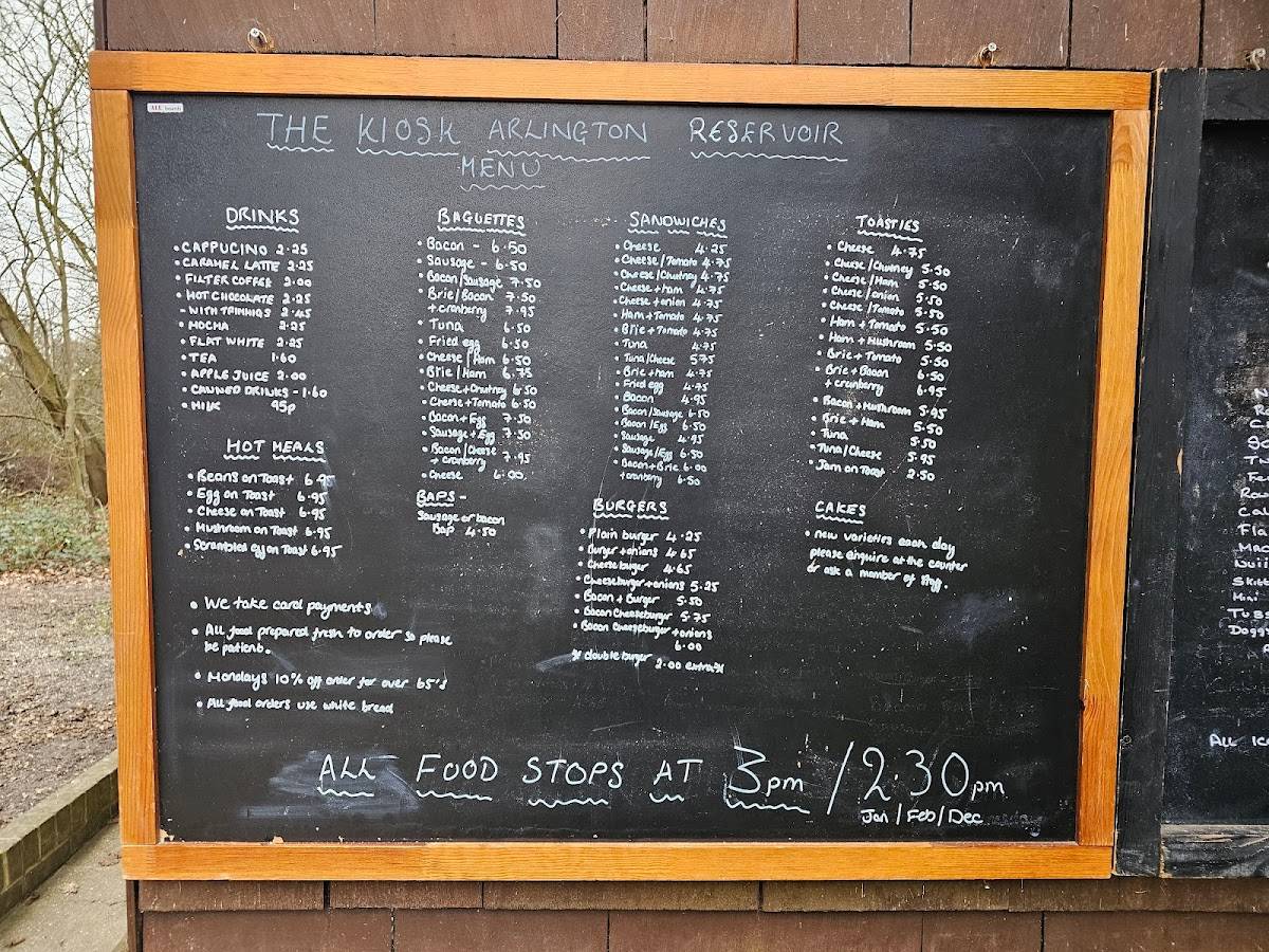 Menu at Arlington Reservoir Kiosk, Berwick