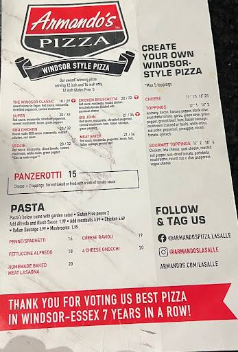 Menu at Armando's Pizza - LaSalle pizzeria, LaSalle, 221 Front Rd