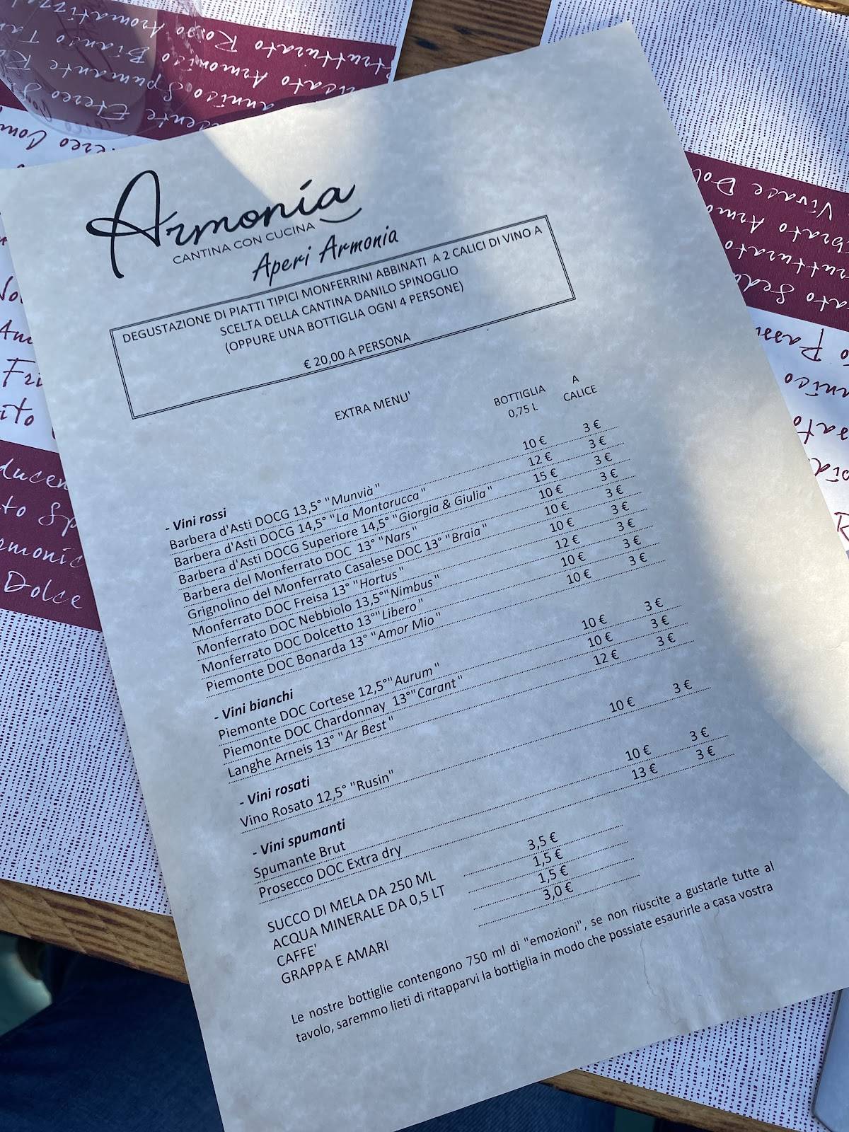 Menu da Armonia Treville ristorante, Treville