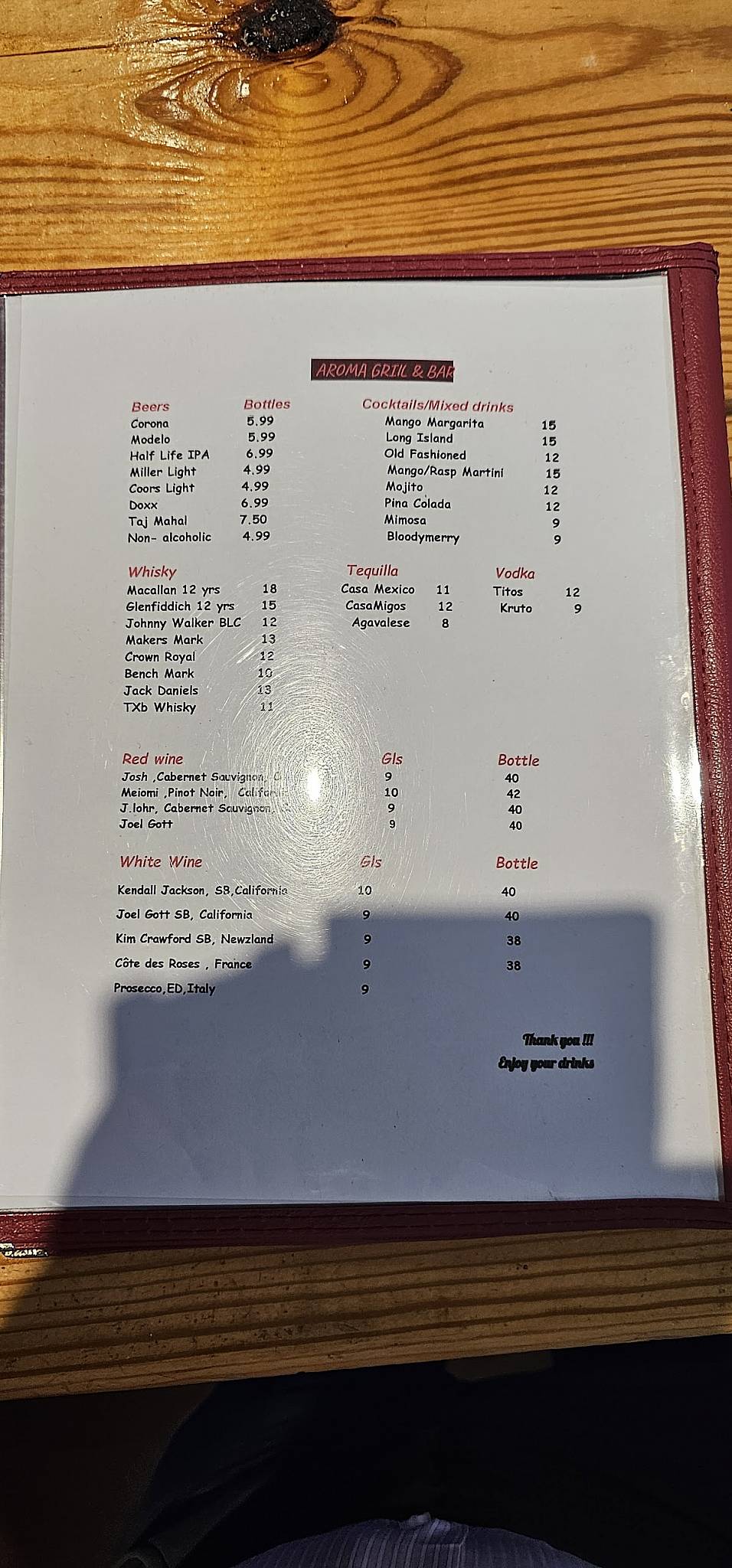 Menu at Aroma Grill and Bar, Indian & Nepali Cuisine, Keller