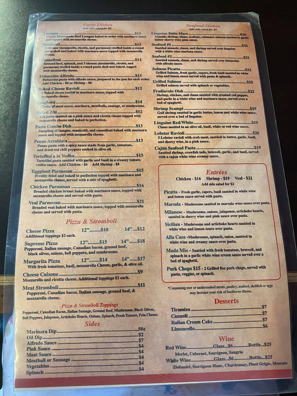 Menu at Aroma restaurant, Diamondhead