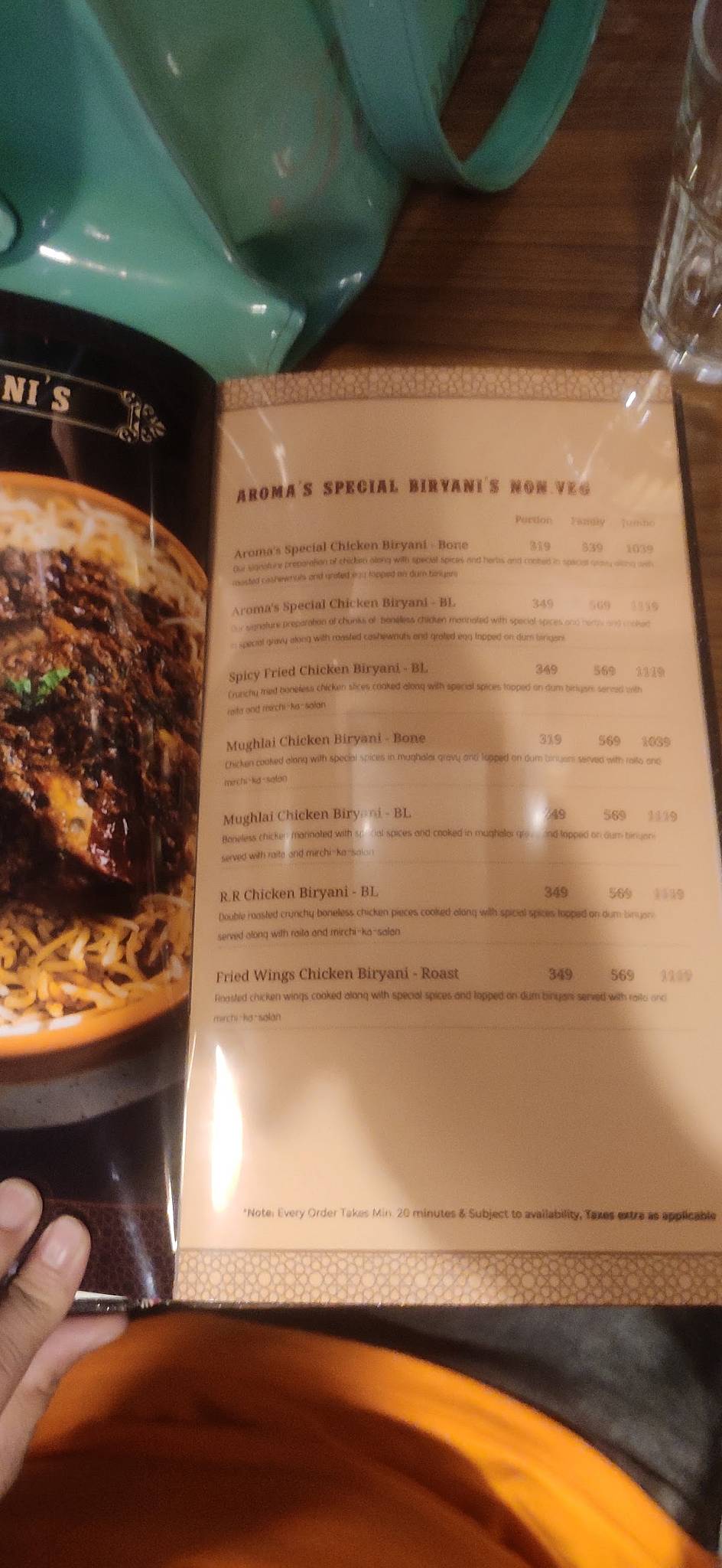 Menu at Aroma's Hyderabad House, Pune, House 520