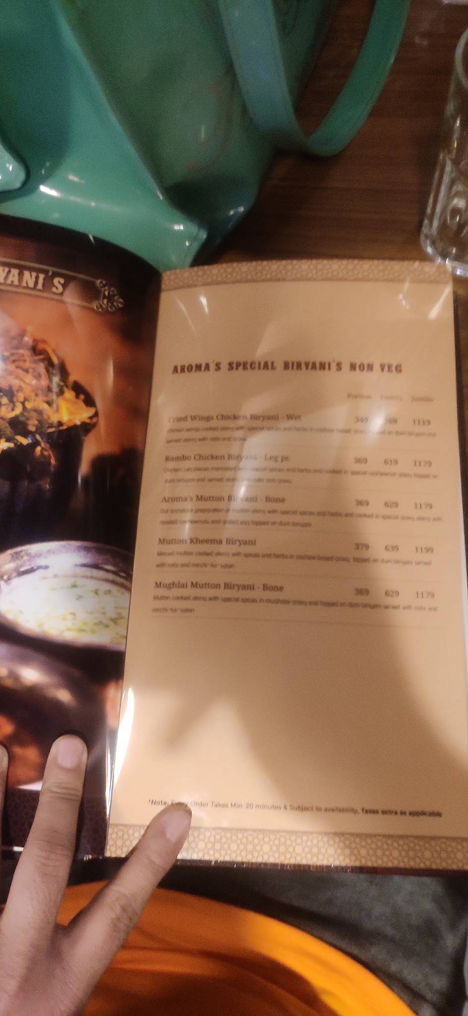 Menu at Aroma's Hyderabad House, Pune, House 520