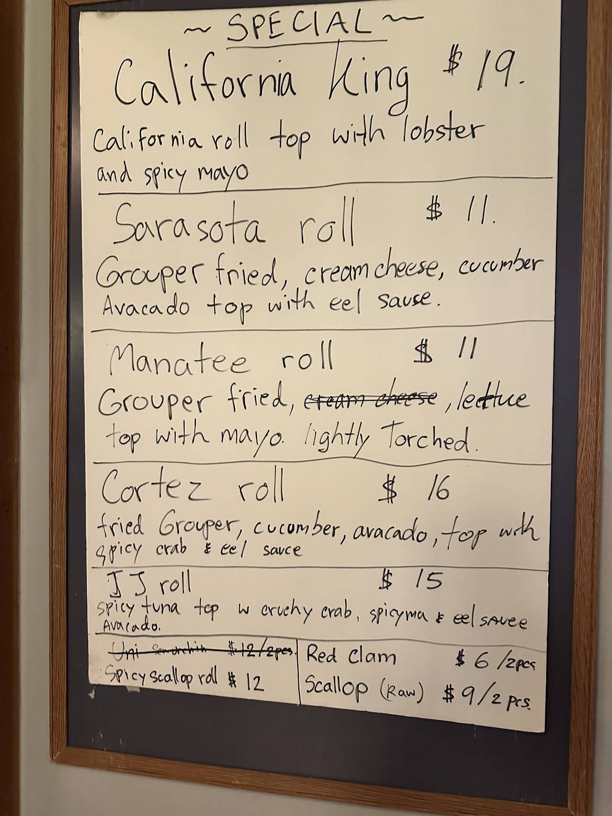 Menu at Aroy D Thai and Sushi restaurant, Bradenton