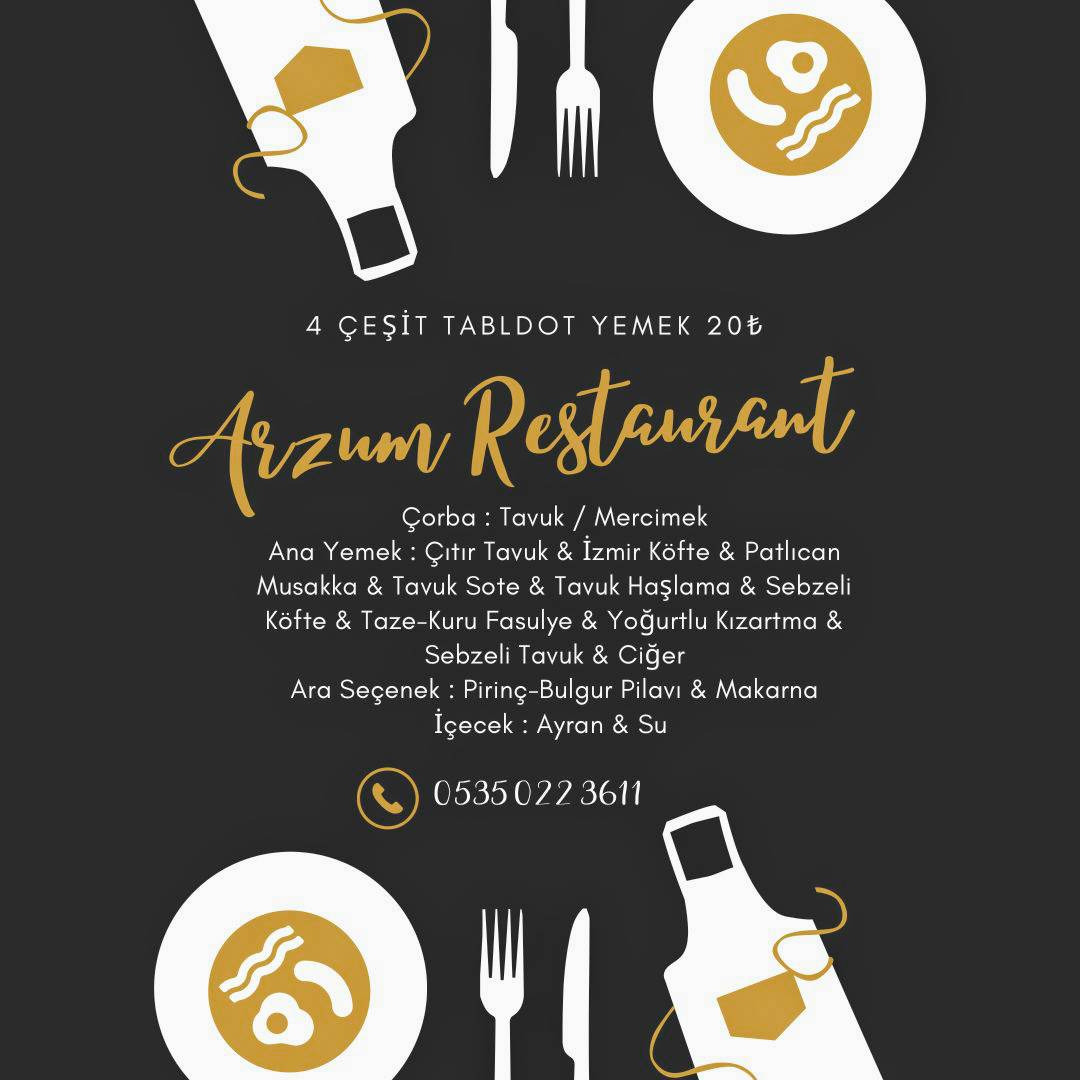Menu at Arzum Restaurant - Tabldot Yemek Hizmeti-, Keşan, Kazım ...