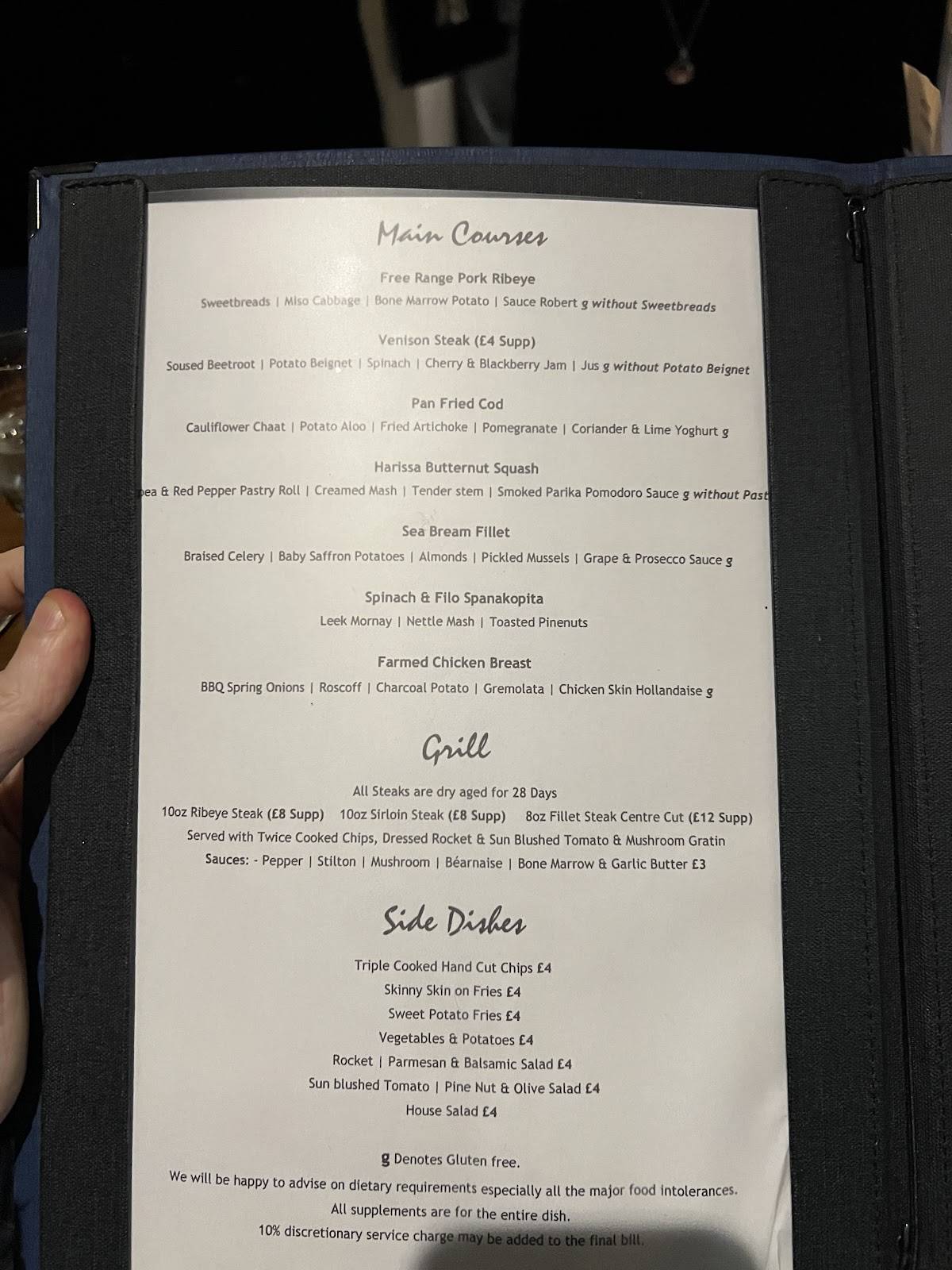Menu at Ascough's Bistro restaurant, Market Harborough