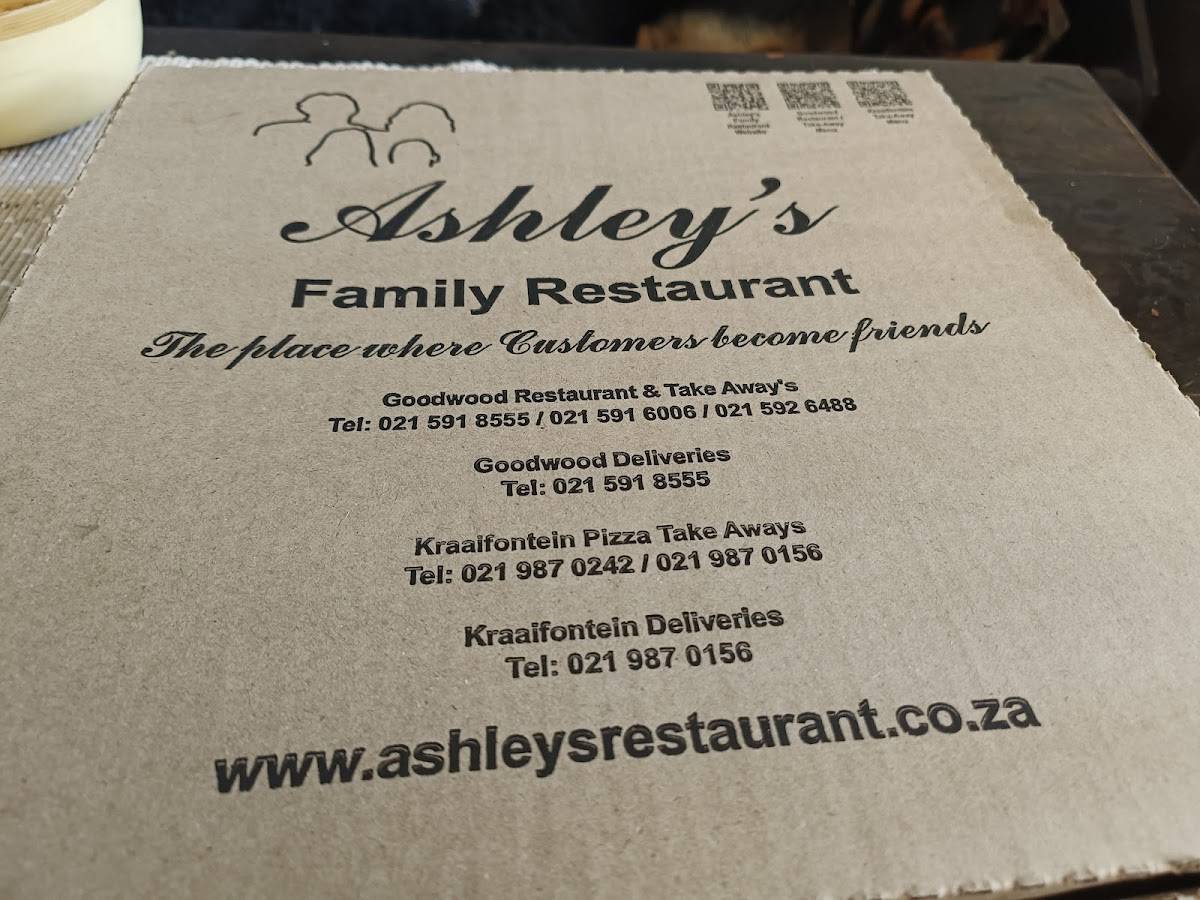 Menu at Ashley's Family Restaurant Pizza Take Aways, Cape Town
