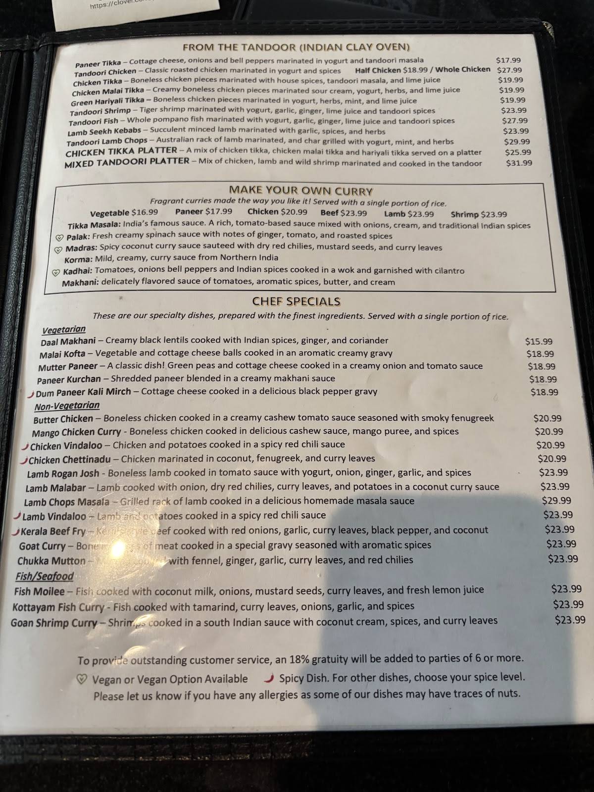 Menu at Ashoka Indian Restaurant - Miami, Miami, 295 NW 82nd Ave