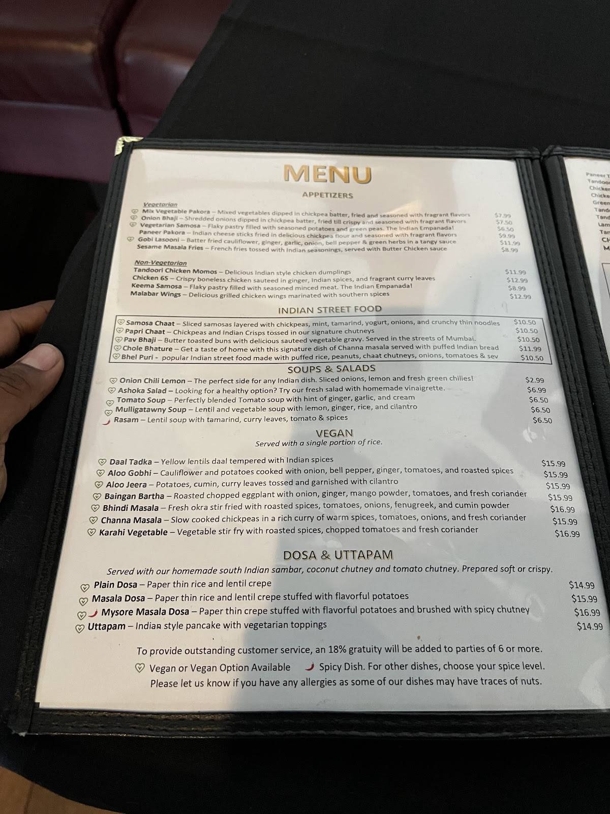 Menu at Ashoka Indian Restaurant Miami, Miami, 295 NW 82nd Ave