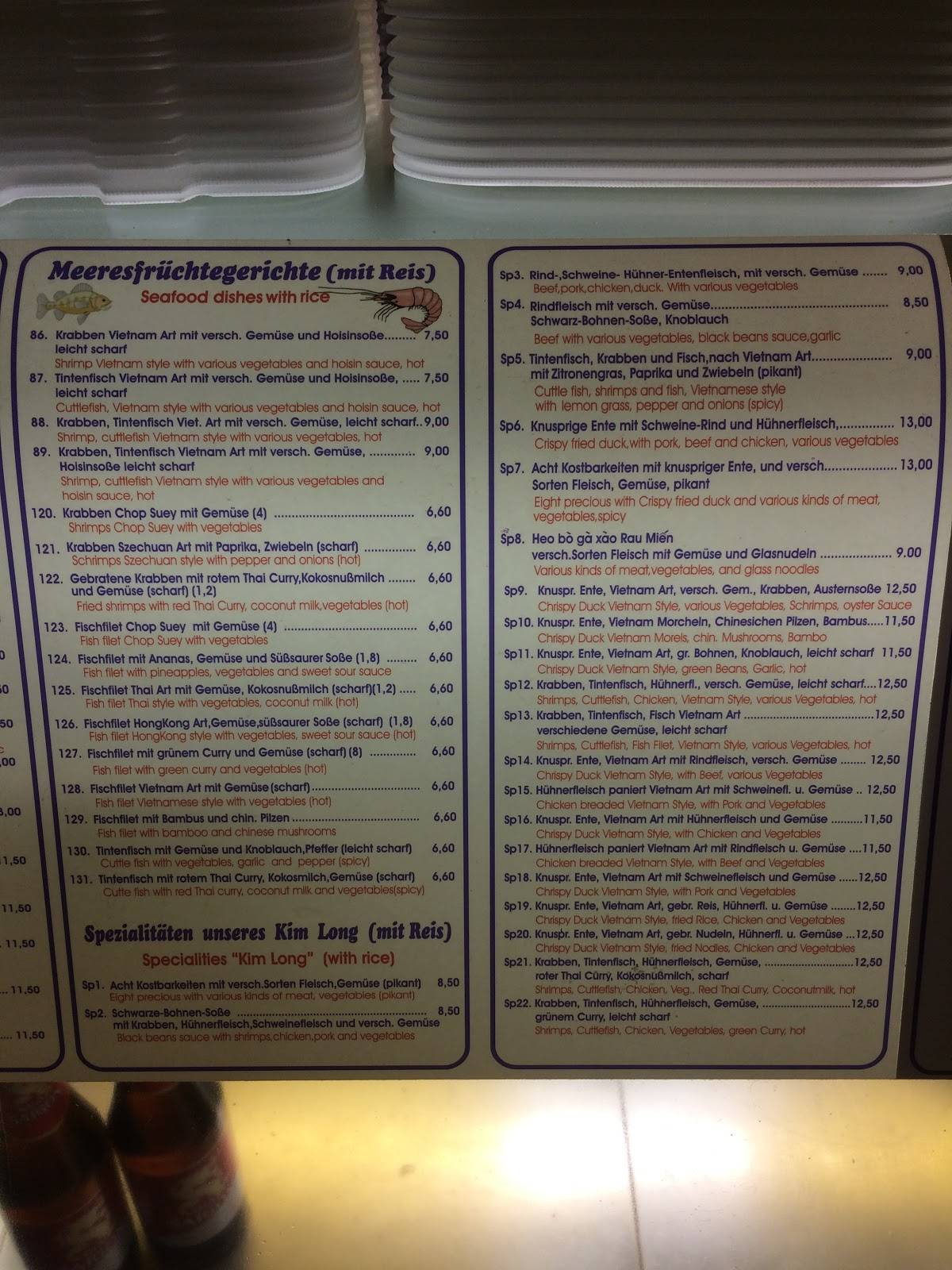 Speisekarte von Asia Imbiß Kim Long restaurant, Grünberg