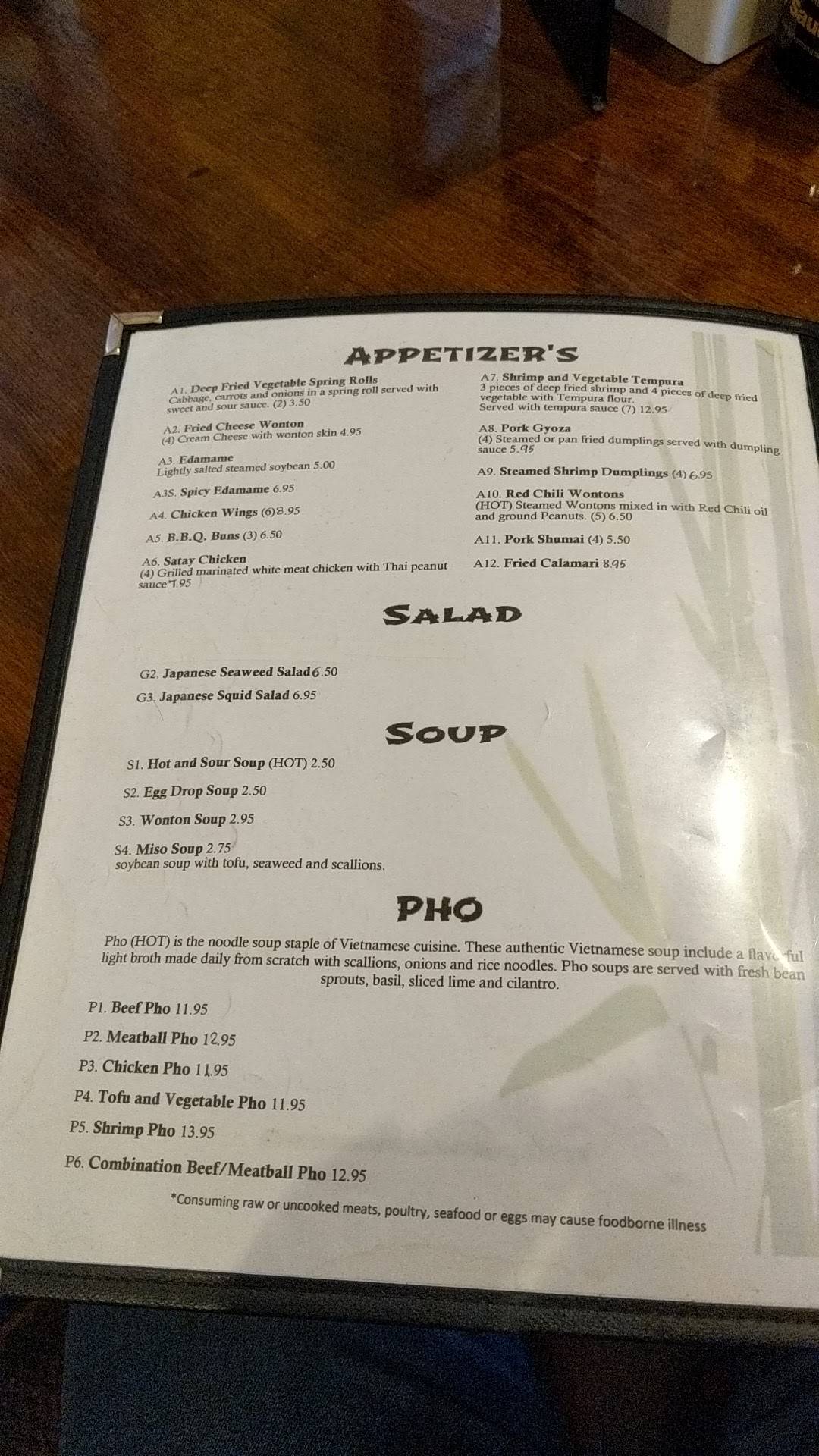 Menu at Asian Fusion restaurant, Fairplay, US Hwy 285