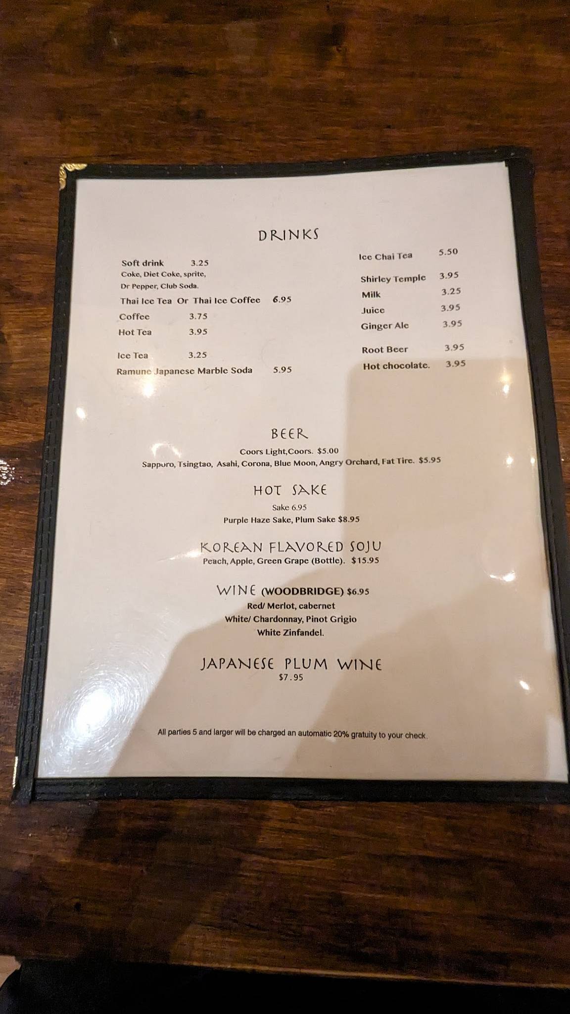 Menu at Asian Fusion restaurant, Fairplay, US Hwy 285
