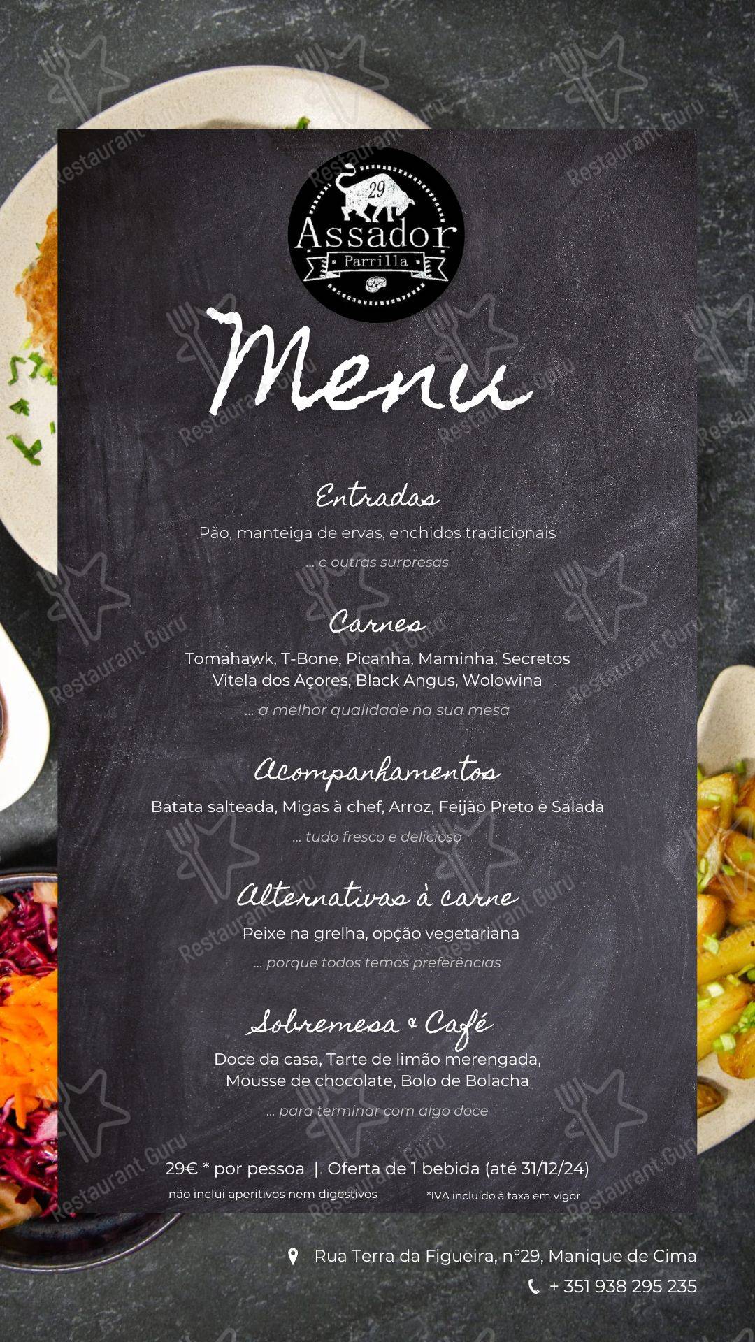 Menu em Assador 29 restaurante, Sintra