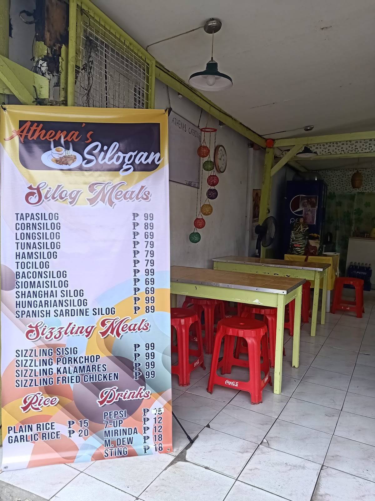 Menu at Athenas Tapsilogan restaurant, Mandaue City