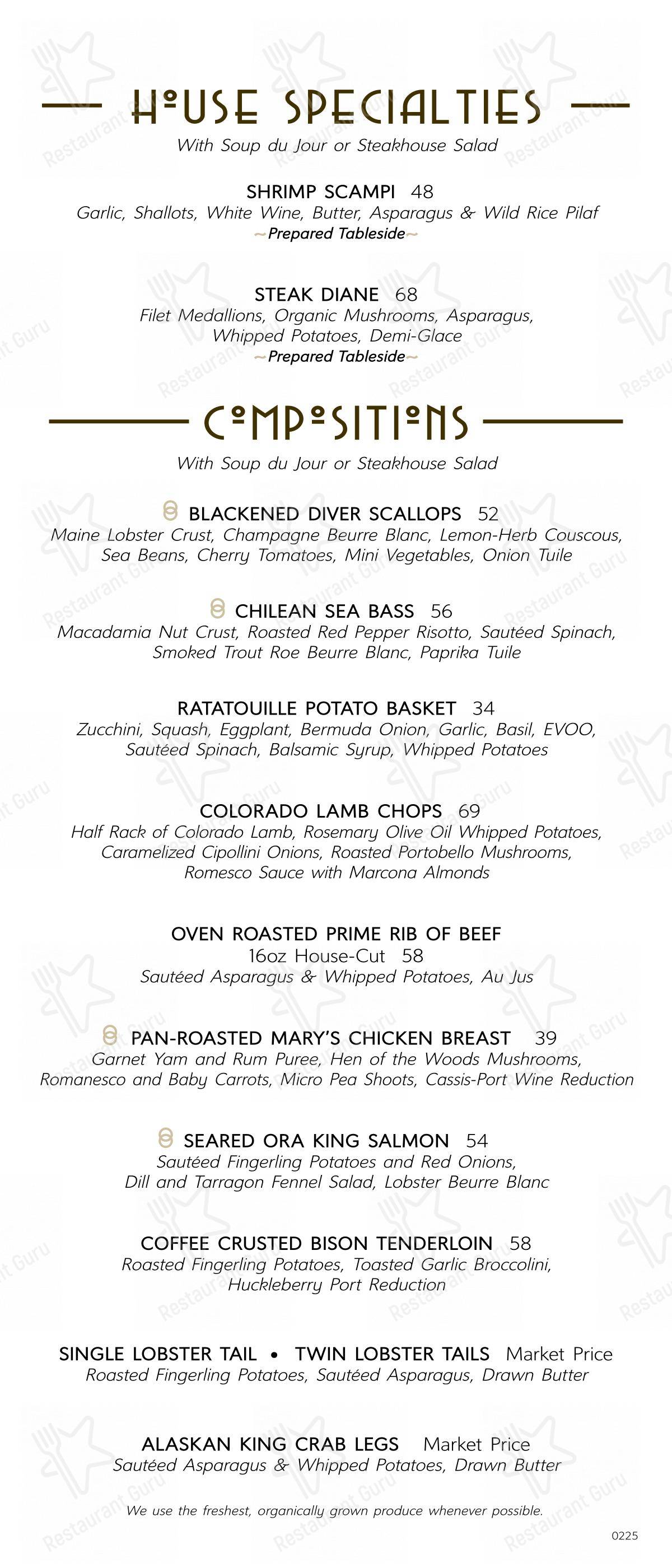 Menu at Atlantis Steakhouse, Reno