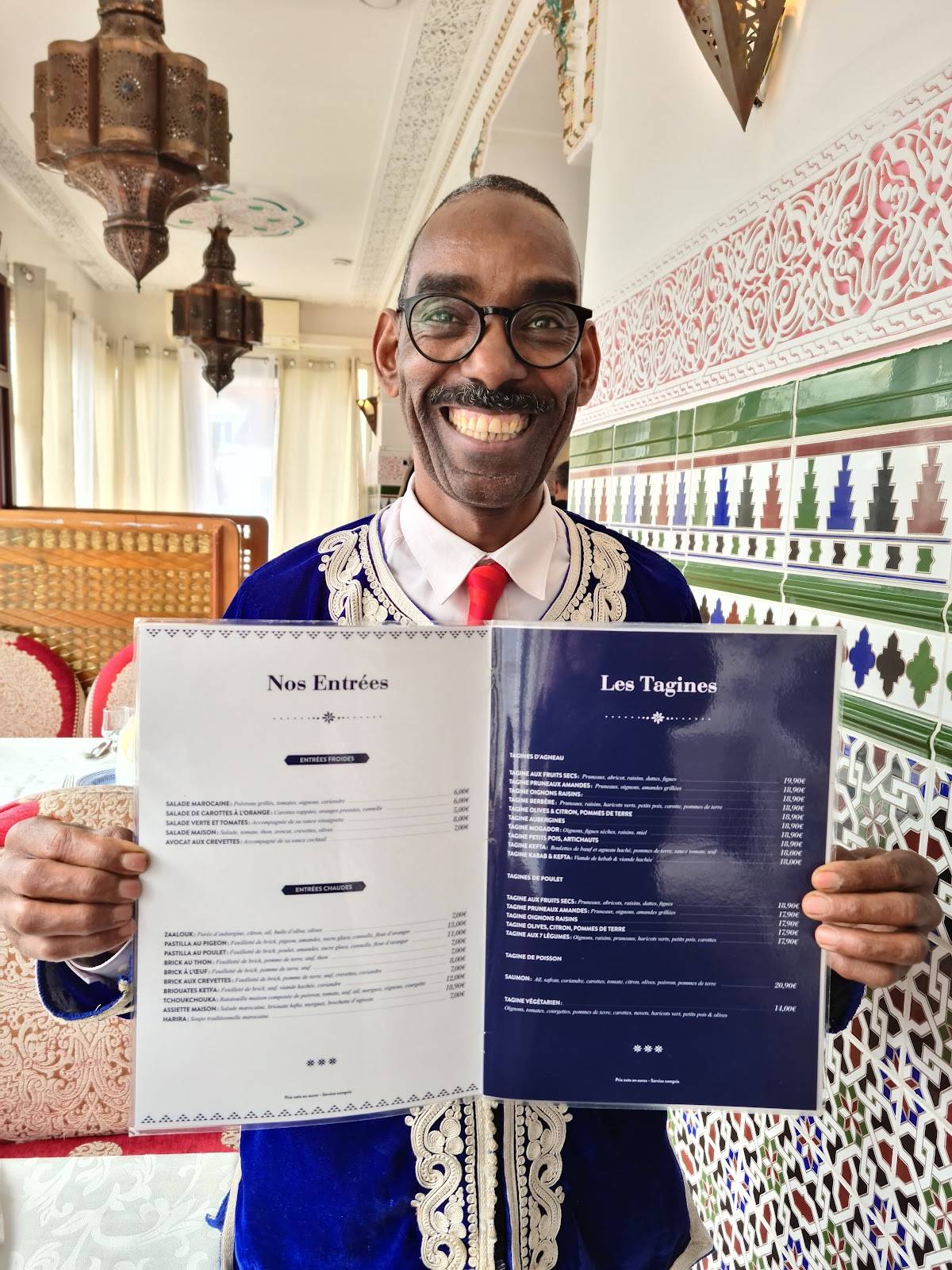 Menu au Atlas du Maroc restaurant, Vauhallan