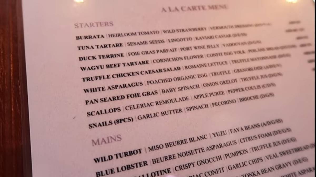 Menu at Atmosphere Burj Khalifa restaurant, Dubai, 57XF+J8R Burj ...