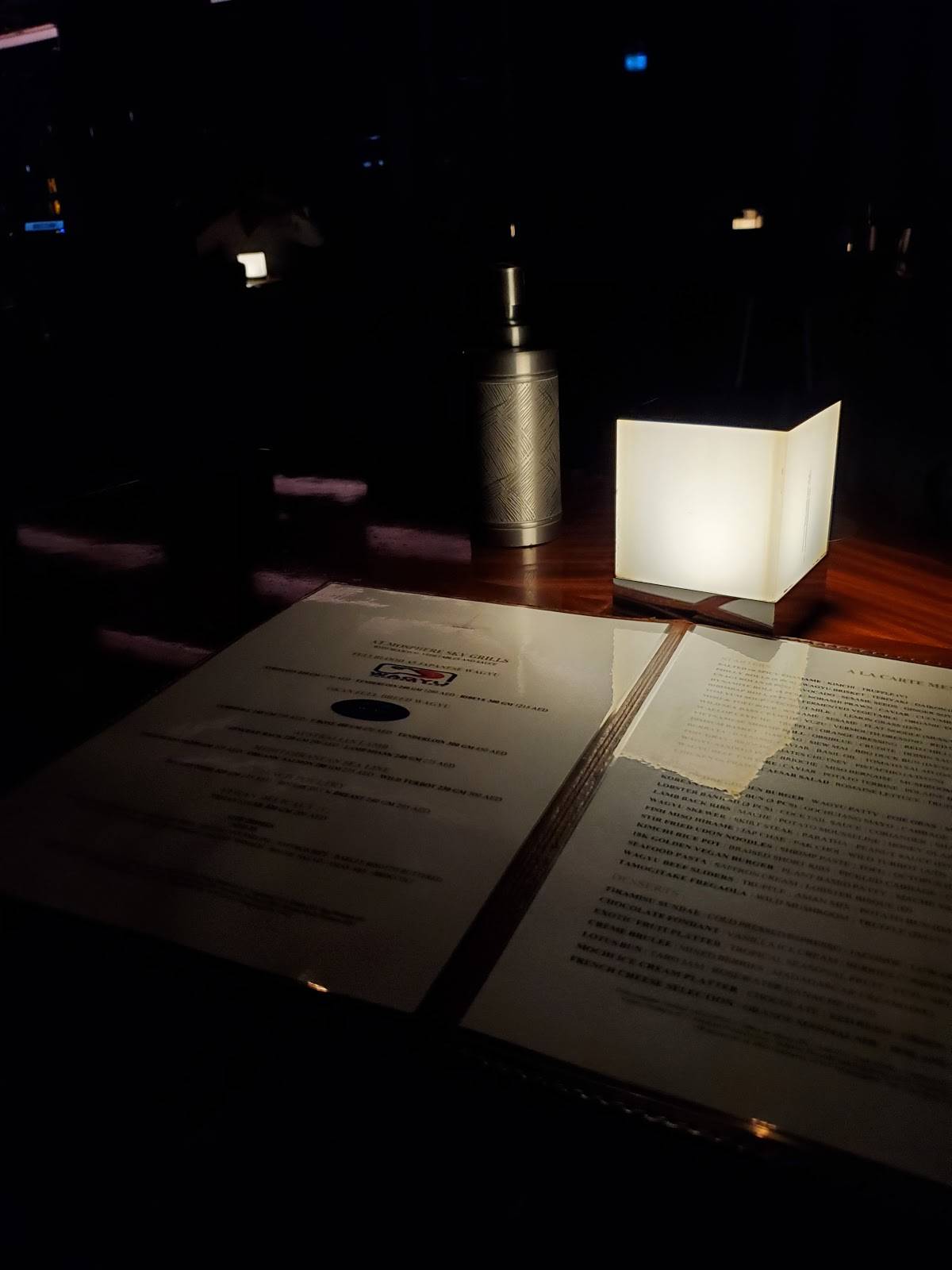Menu at Atmosphere Burj Khalifa restaurant, Dubai, 57XF+J8R Burj ...